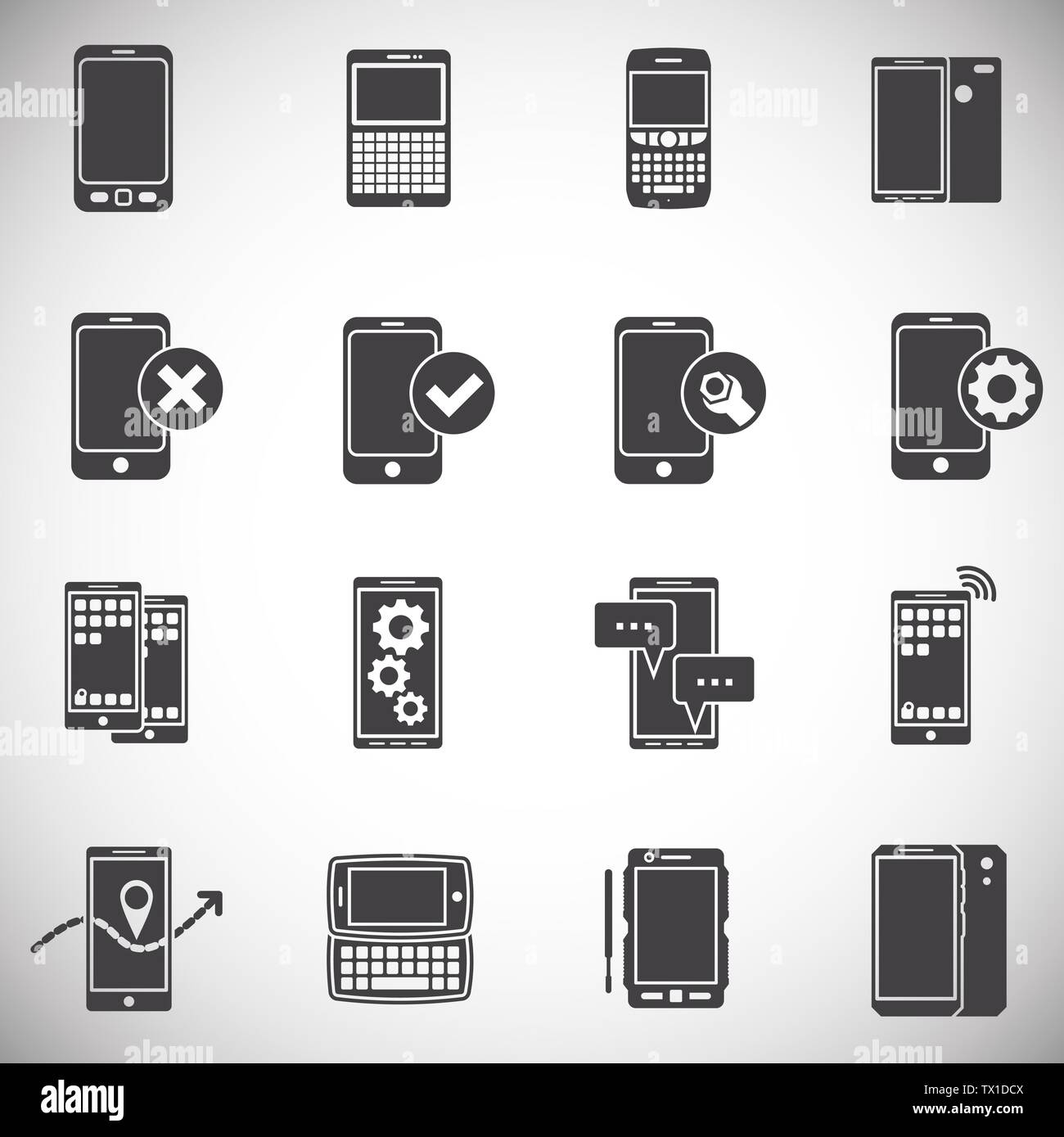 Smartphone related icons set on background for graphic and web design ...
