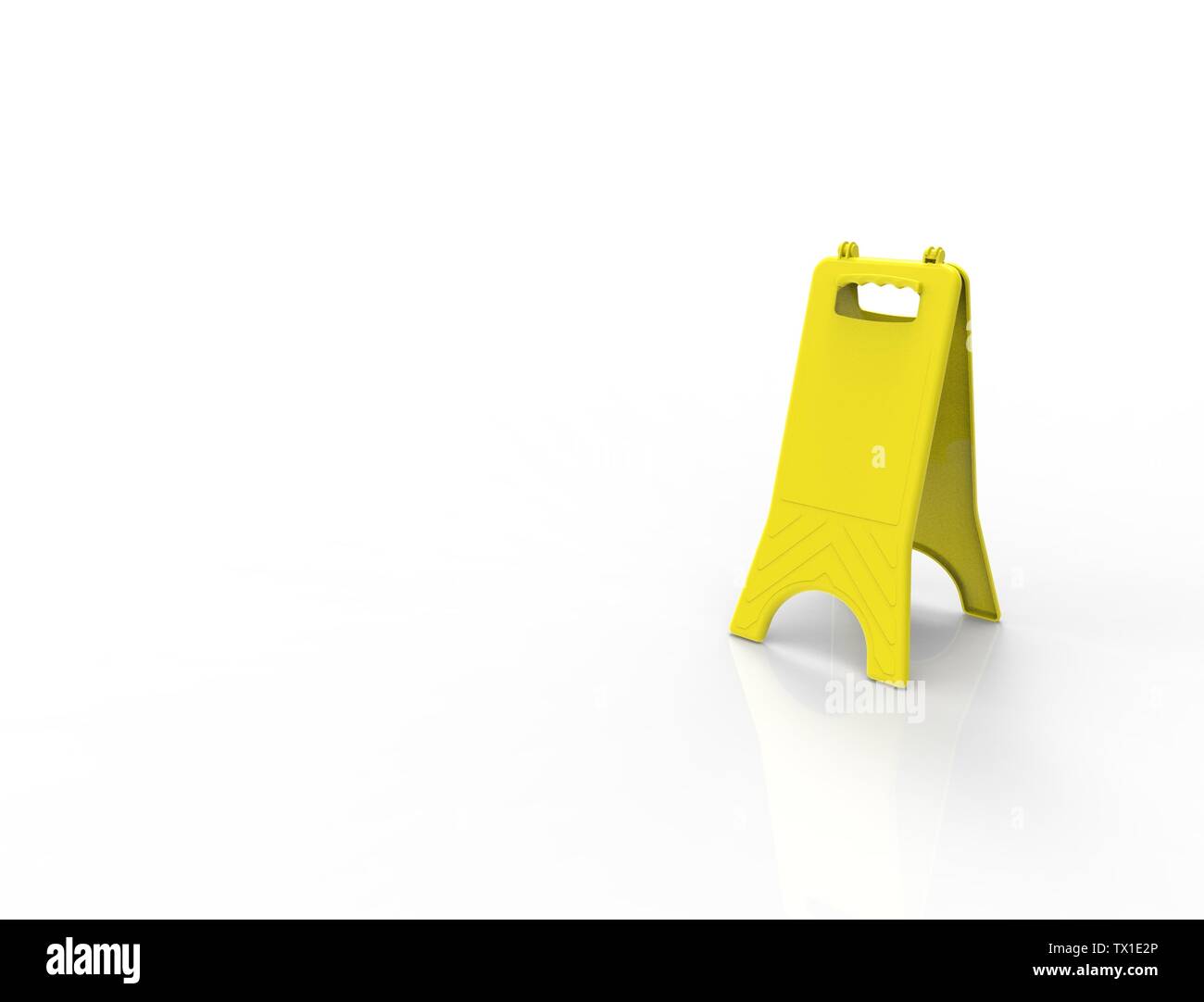3d rendering of a empty yellow wet floor sign template isolated in ...