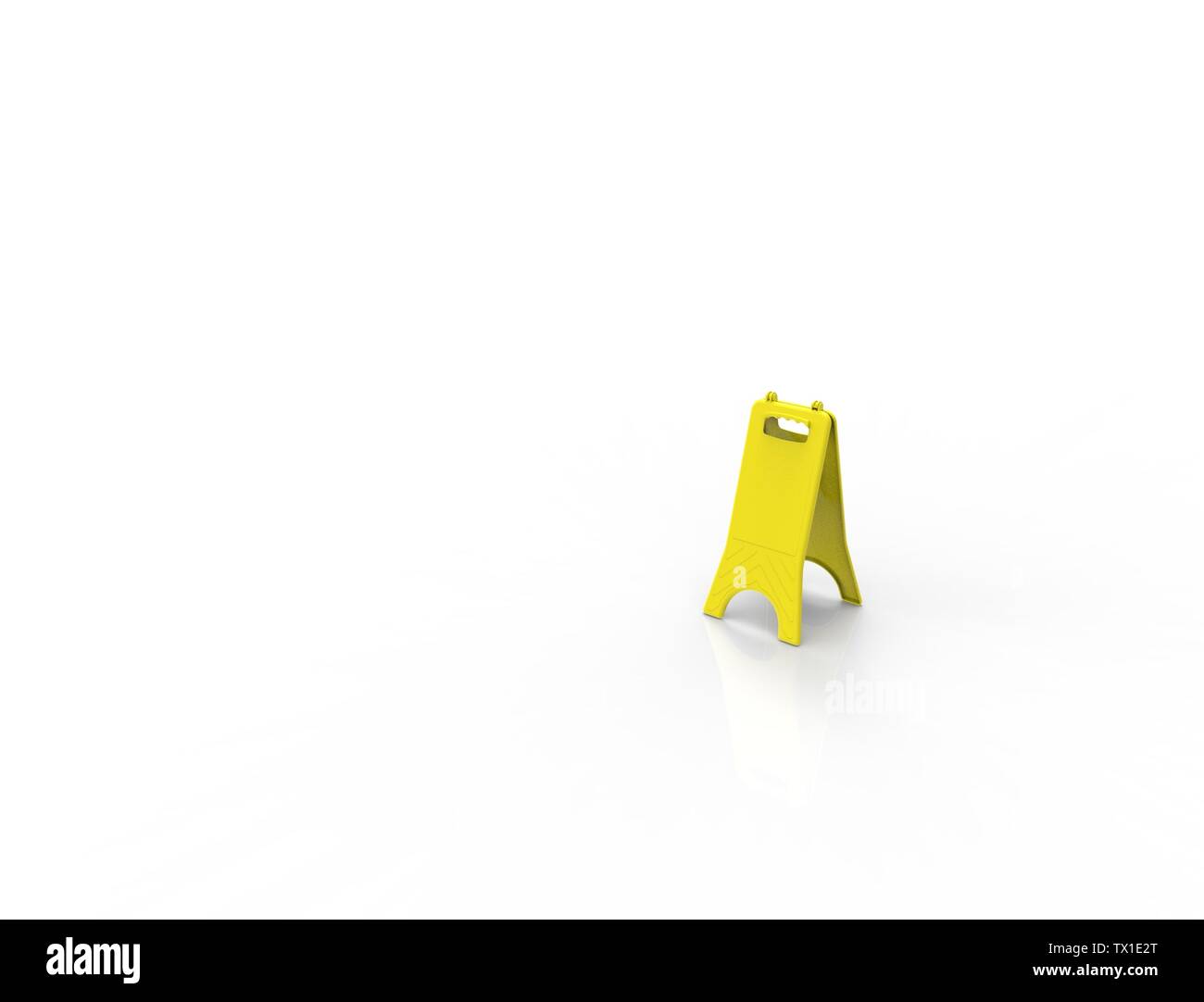 3d rendering of a empty yellow wet floor sign template isolated in ...