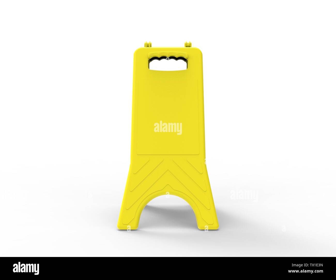 3d rendering of a empty yellow wet floor sign template isolated in ...