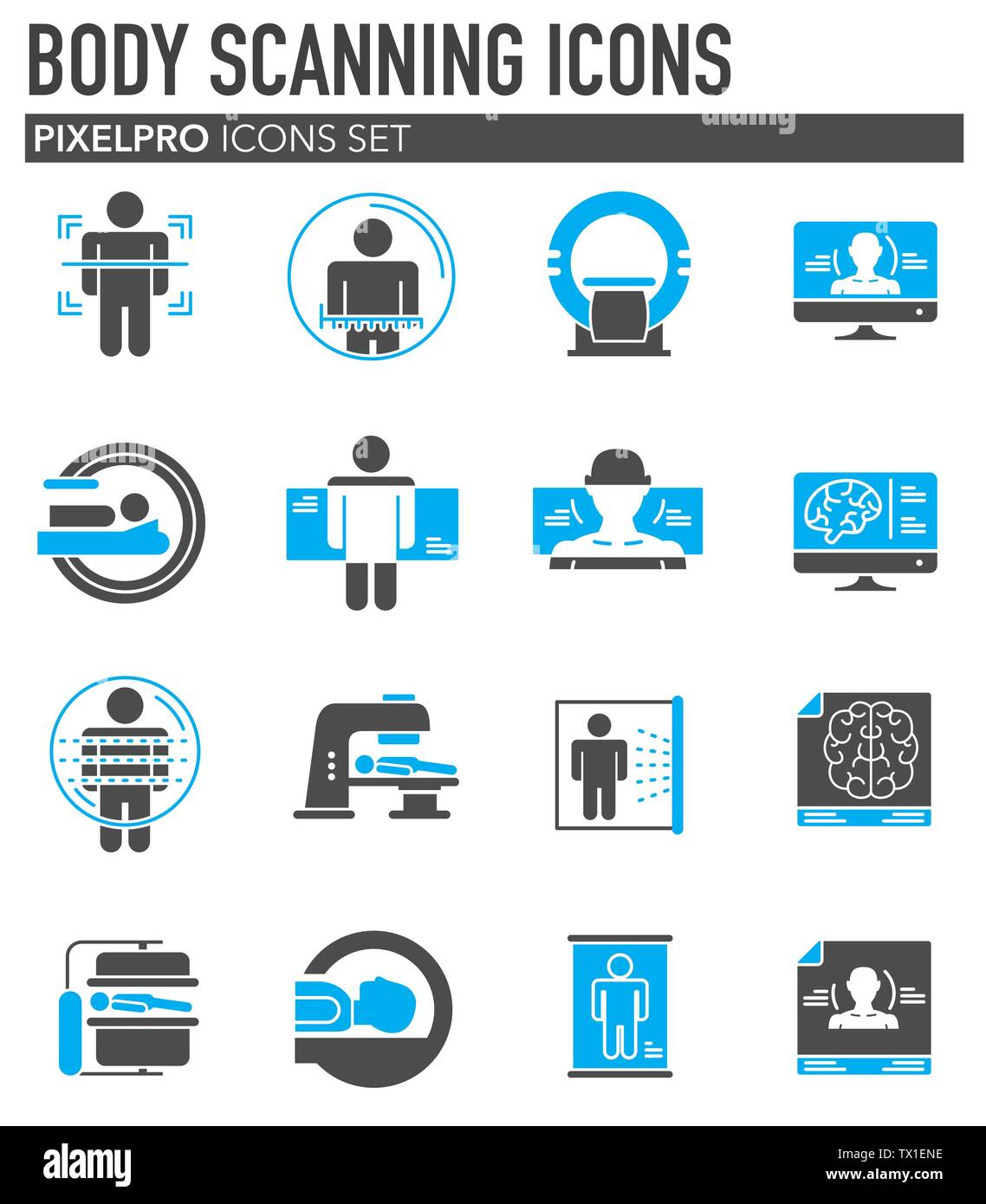Body scan related icon set on background for graphic and web design ...