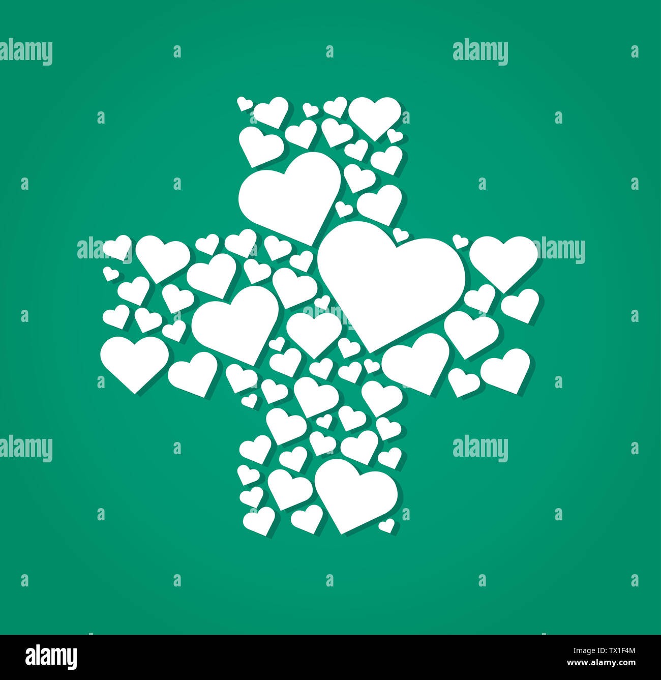 hearts in cross medical shape hospital icon Stock Photo - Alamy