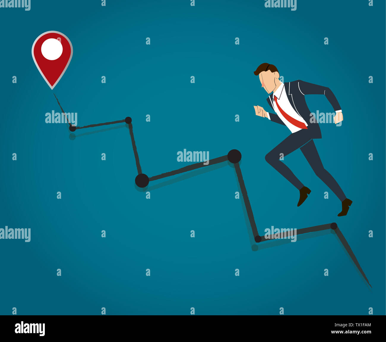 Businessman running with high graph Stock Photo - Alamy