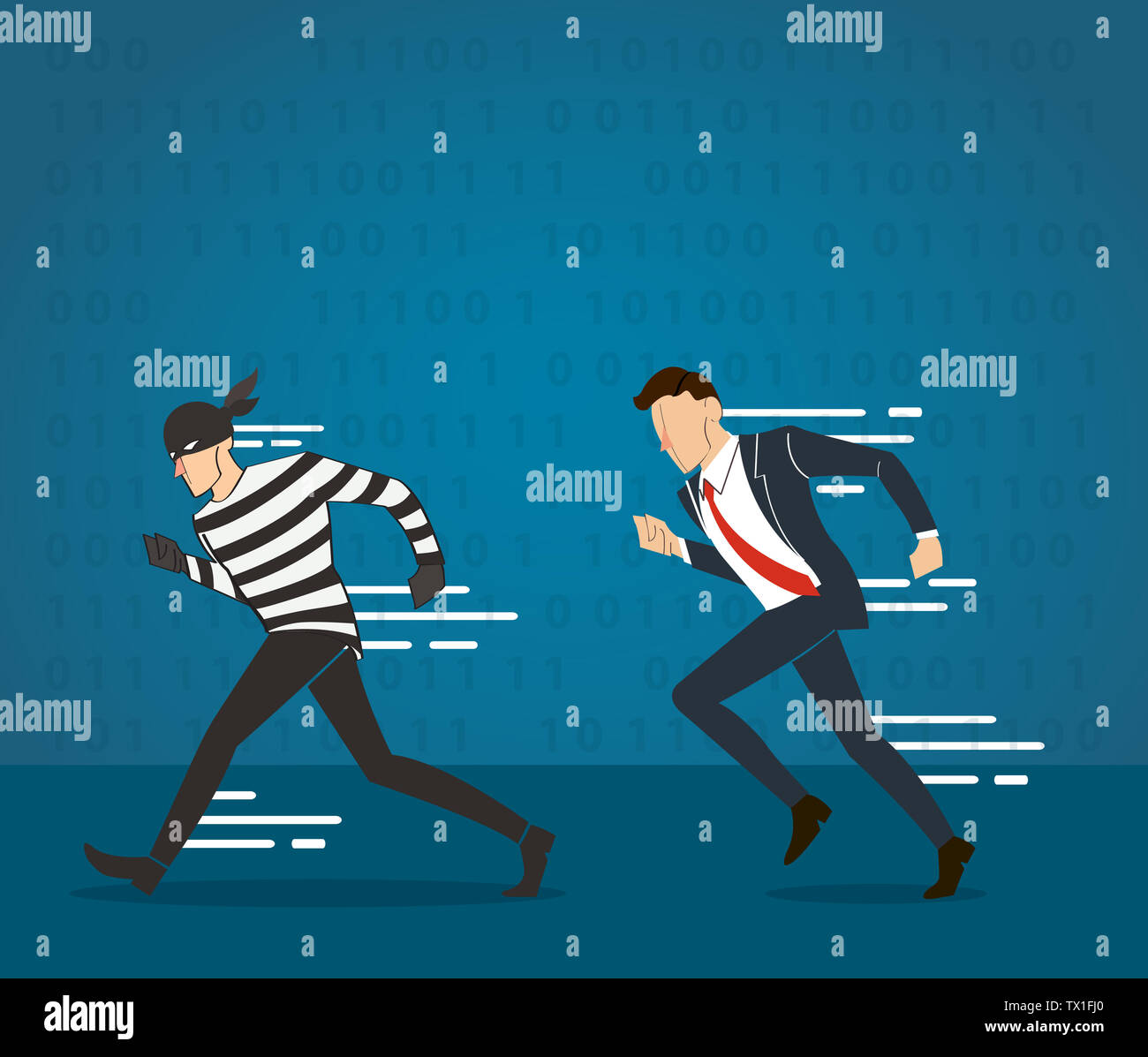 illustration of a businessman catching the thief Stock Photo - Alamy
