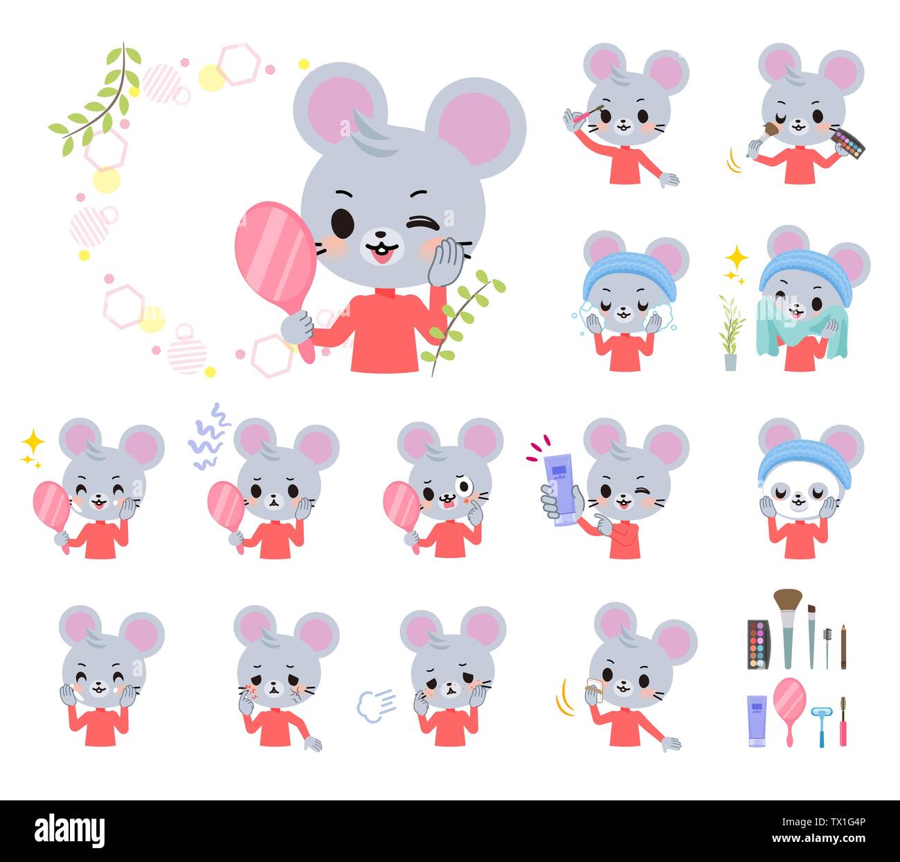 A set of mouse boy on beauty.There are various actions such as skin ...