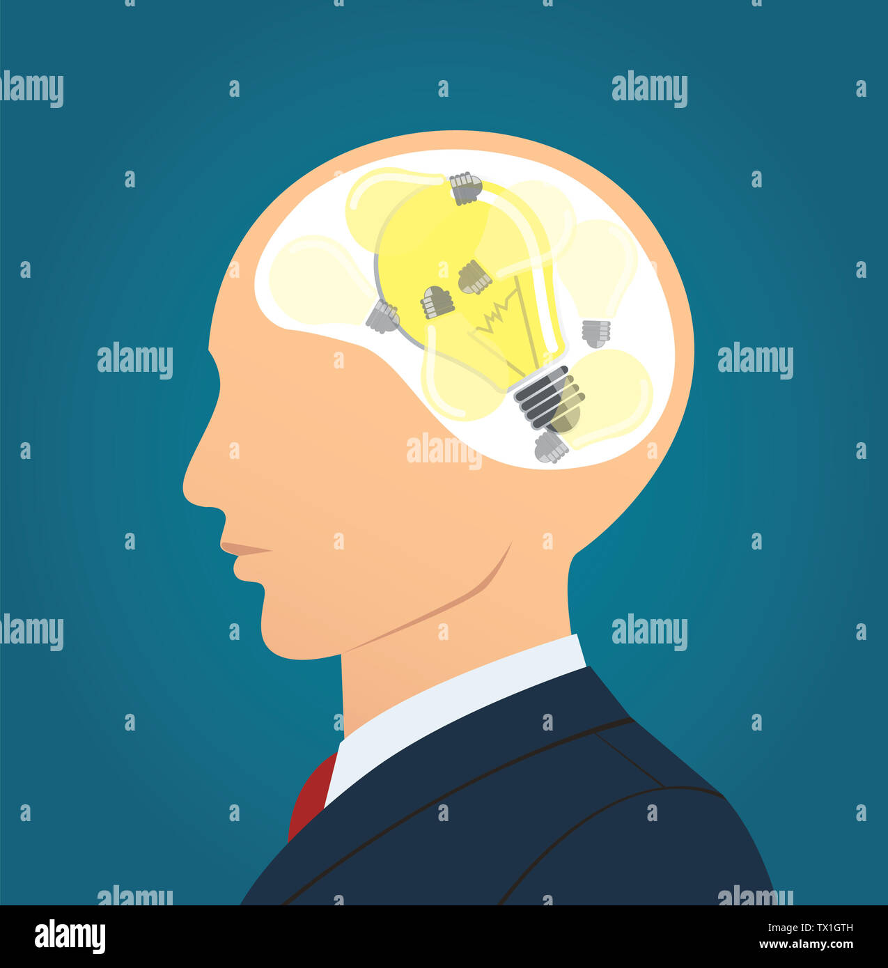 Businessman thinking with light bulb icon. concept of thinking Stock ...