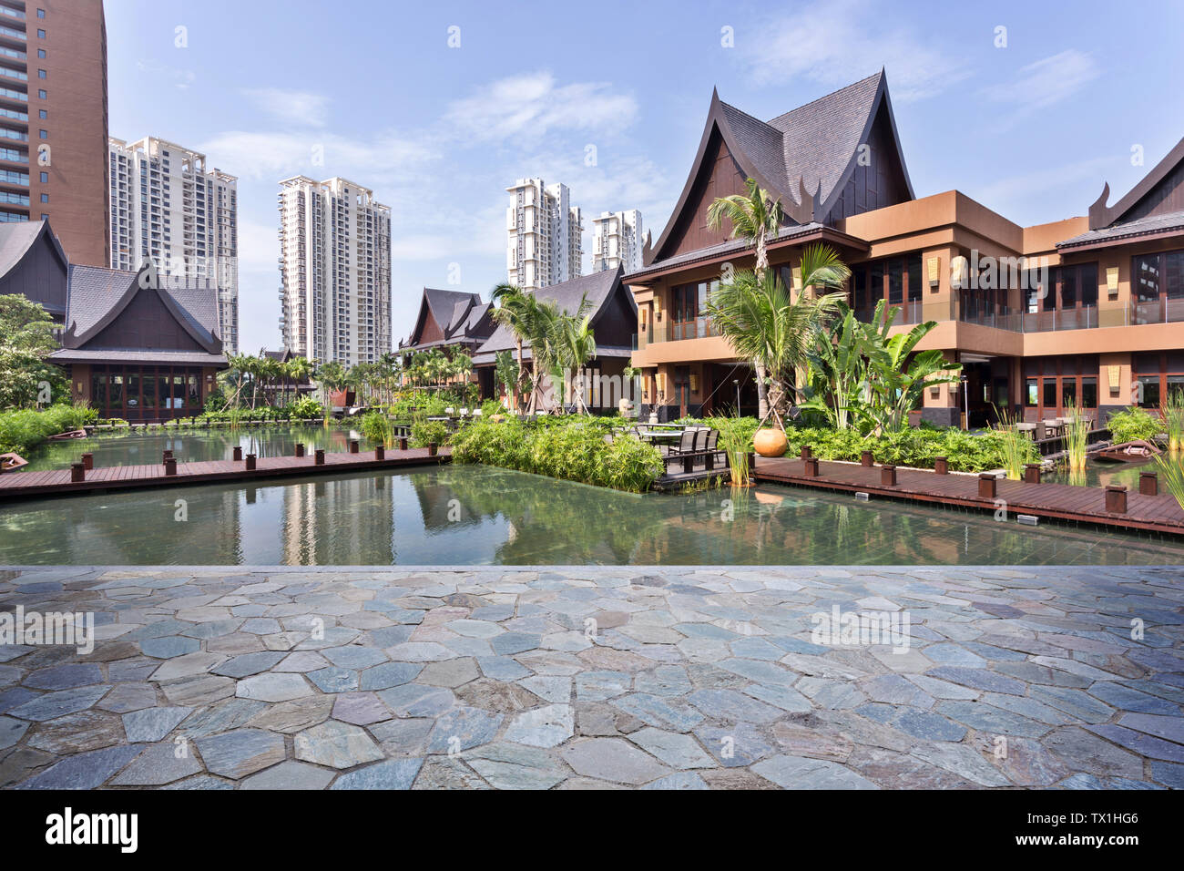 Resort building exterior Stock Photo - Alamy