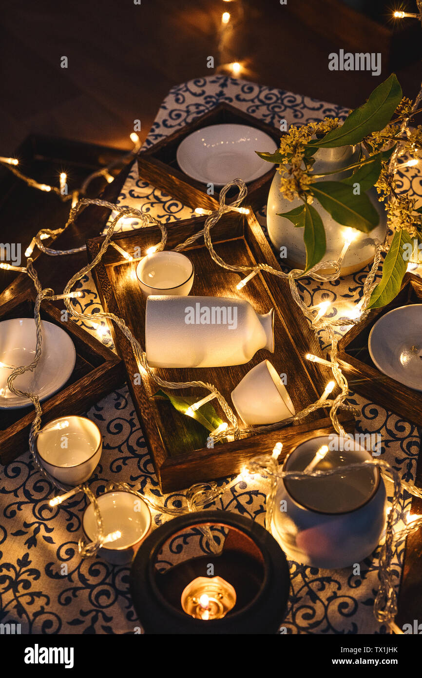 Table in candlelight Stock Photo - Alamy