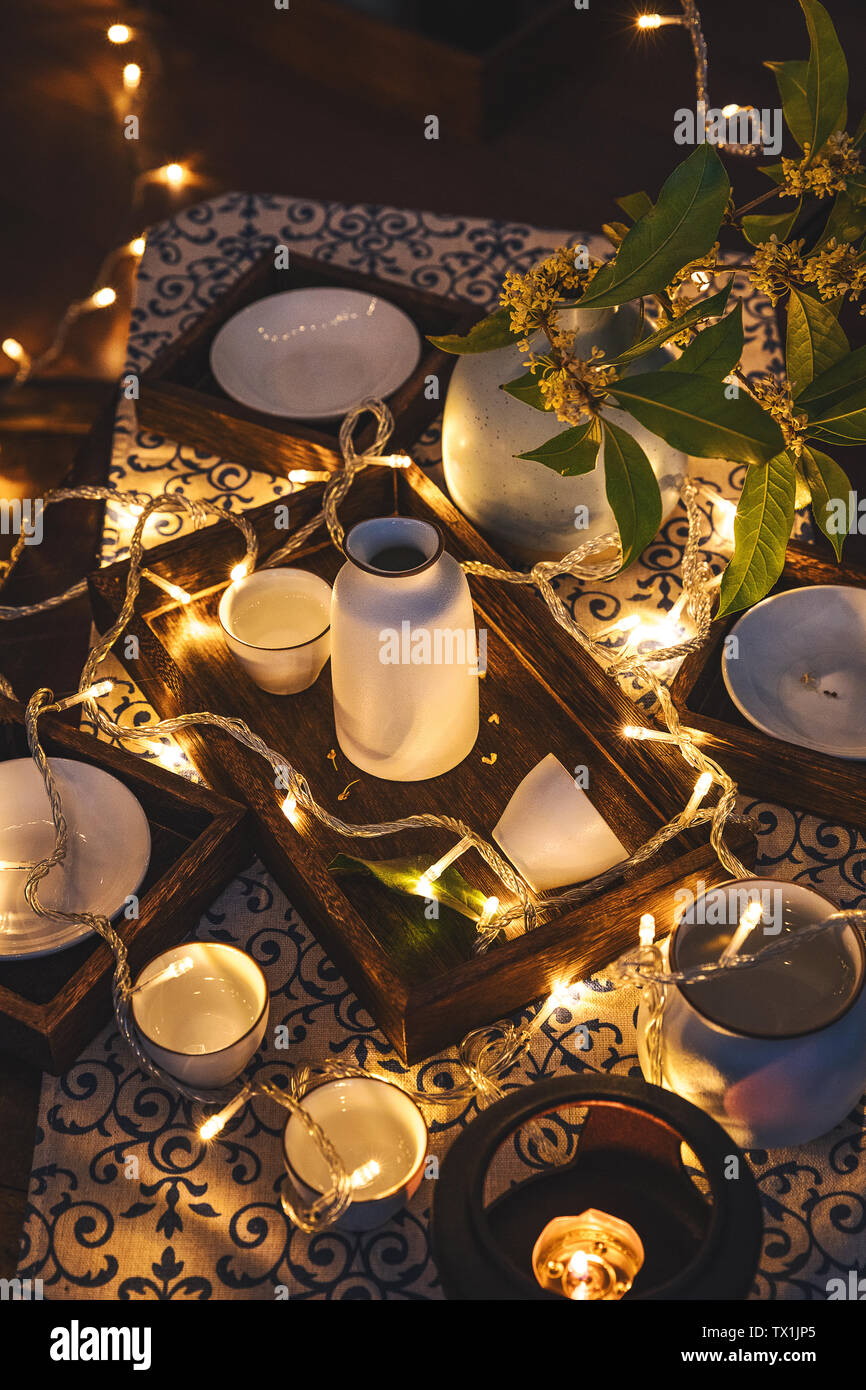 Table in candlelight Stock Photo - Alamy