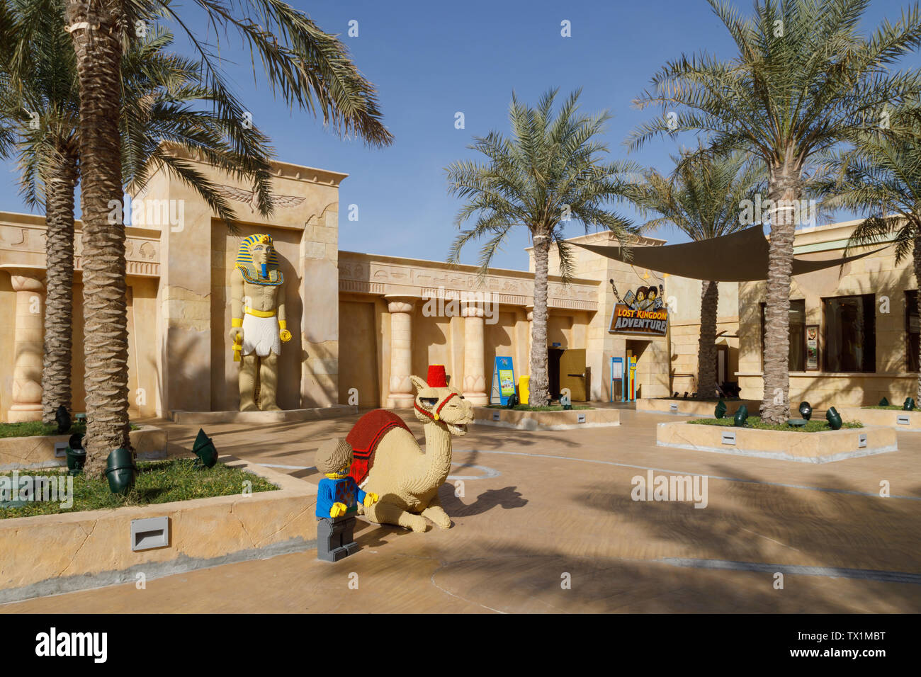 DUBAI, UAE, JANUARY 09, 2019: Sculpture of a camel made of Lego bricks ...