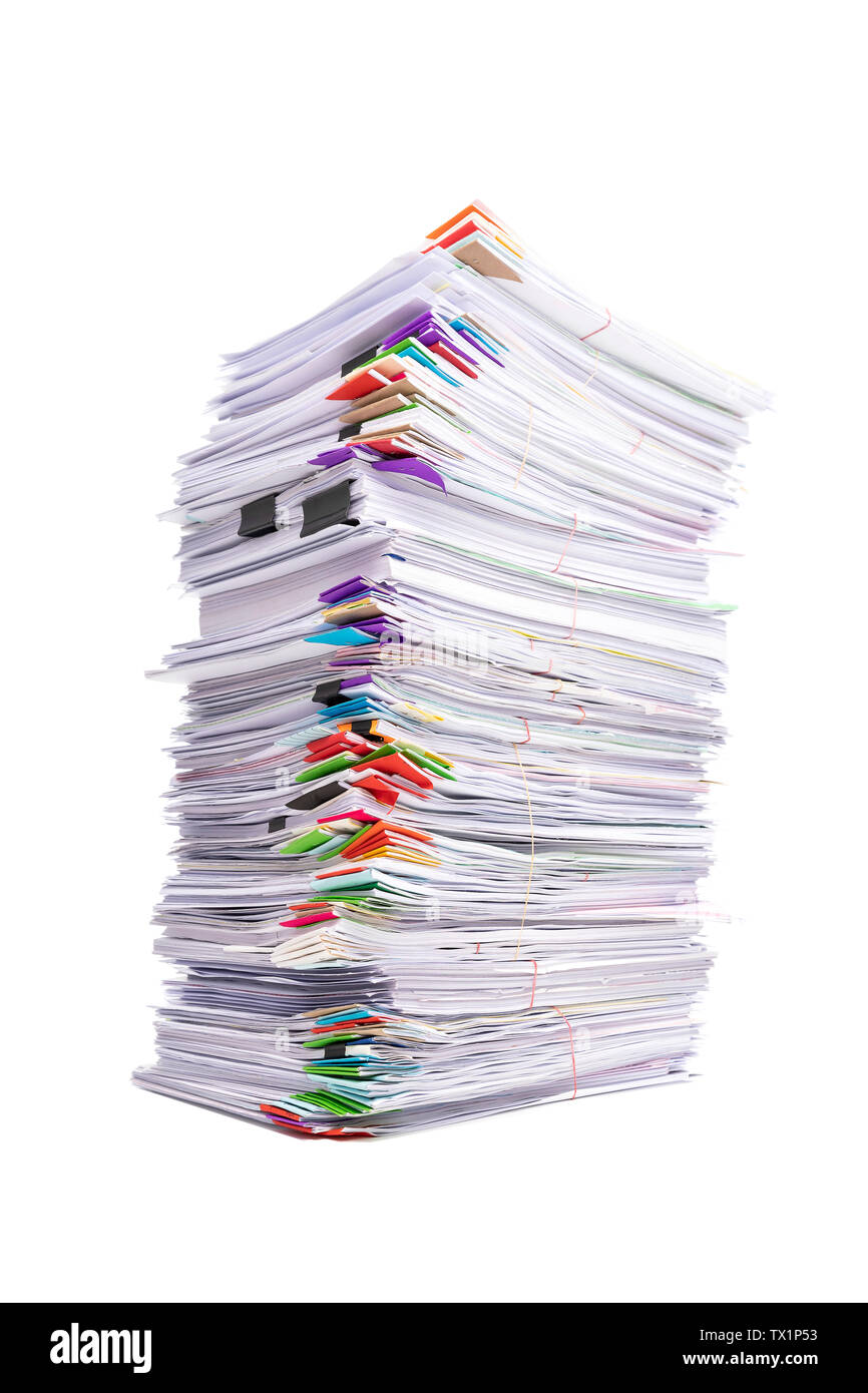 Stack of business papers isolated on white background Stock Photo - Alamy