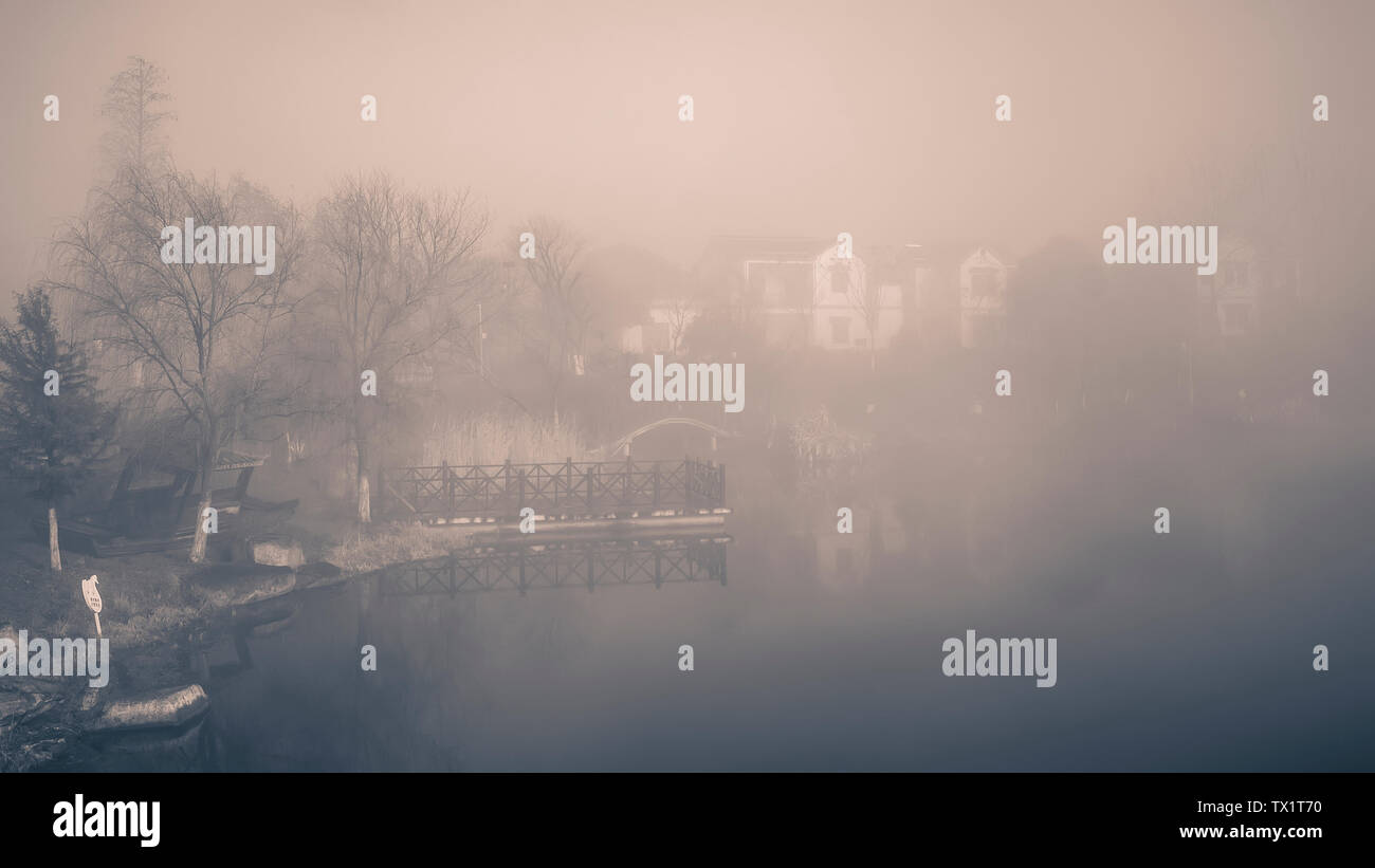 Fog landscape landscape of rivers and lakes hi-res stock photography ...