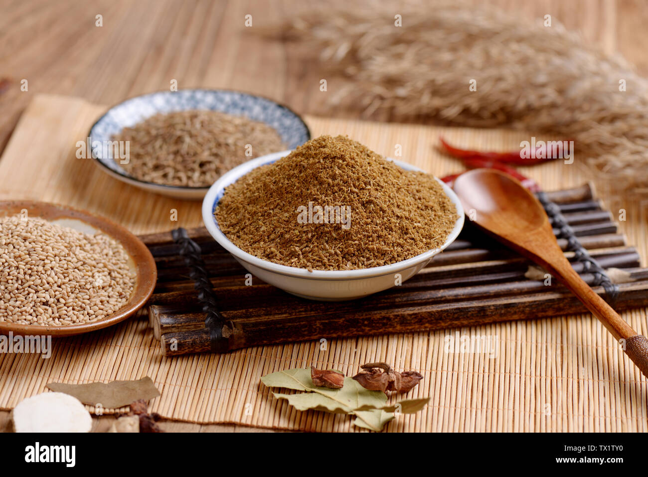 Seasoning chili cumin sesame seeds Stock Photo - Alamy