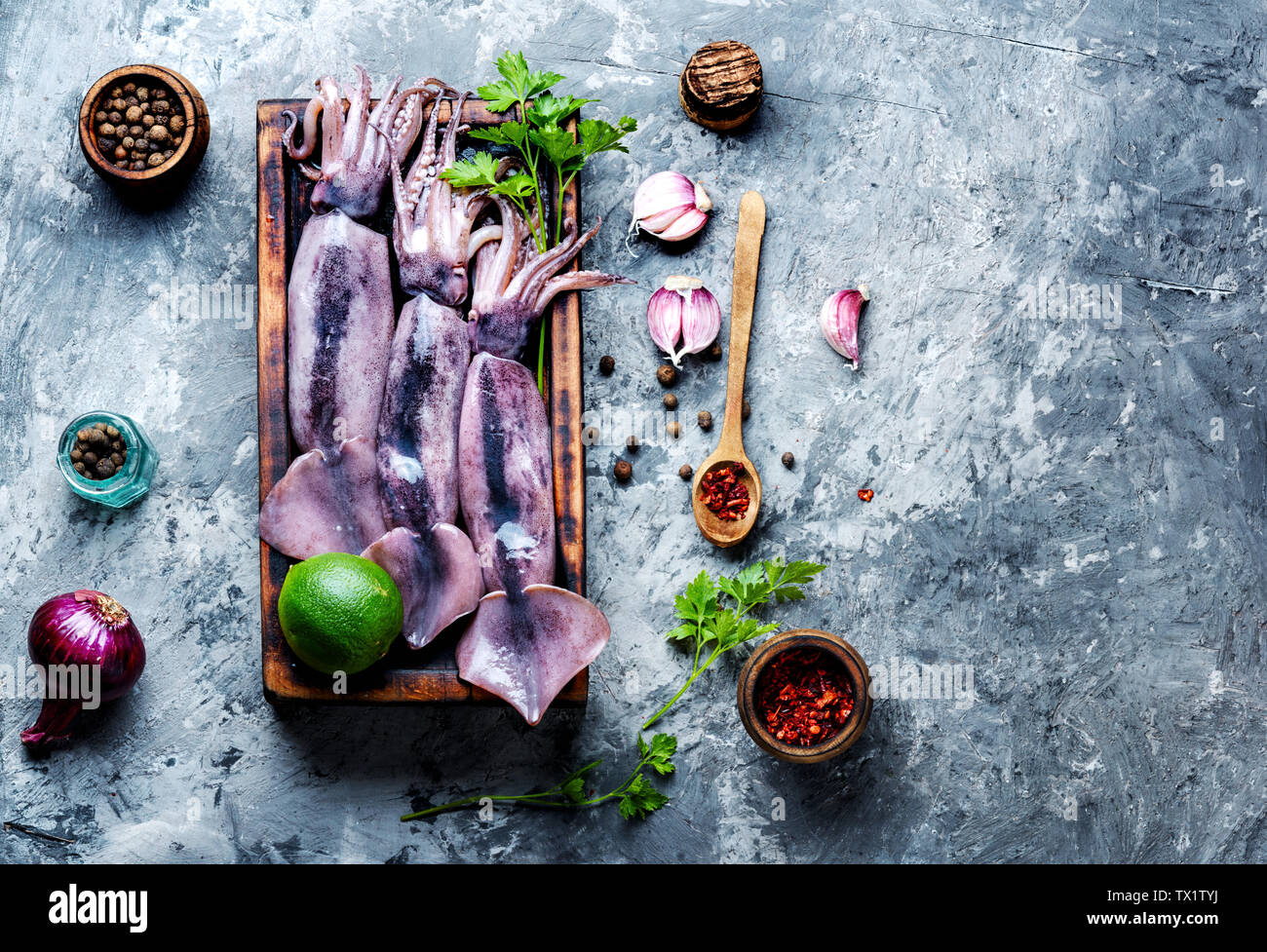 Fresh raw squid hi-res stock photography and images - Alamy