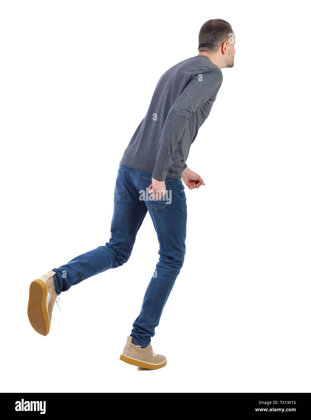 back view of running man. backside view of person. Rear view people ...