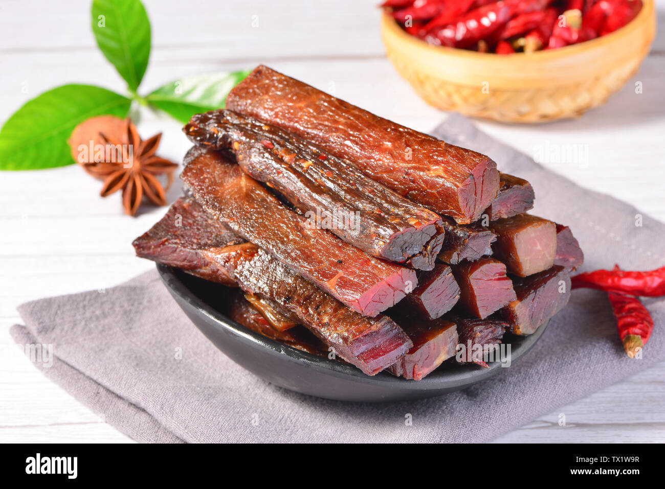 Air-dried hand-torn beef HD picture Stock Photo - Alamy