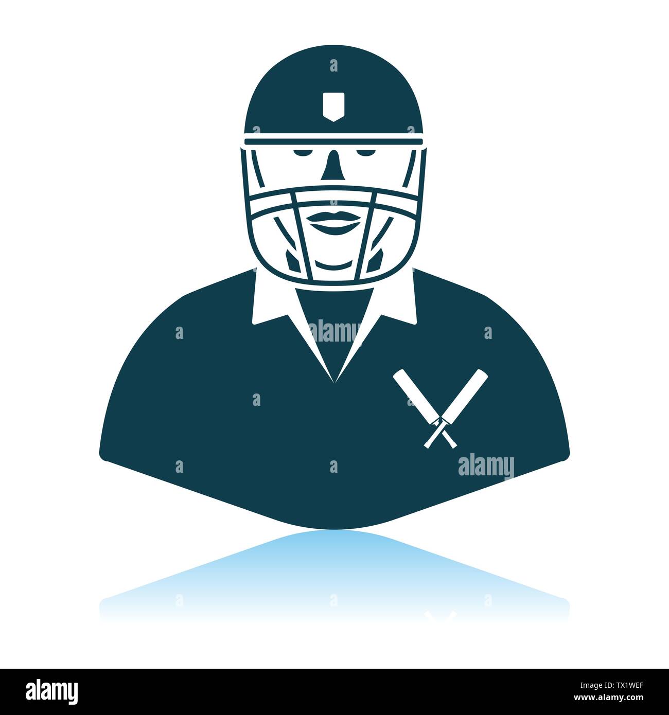 Cricket Player Icon. Shadow Reflection Design. Vector Illustration ...