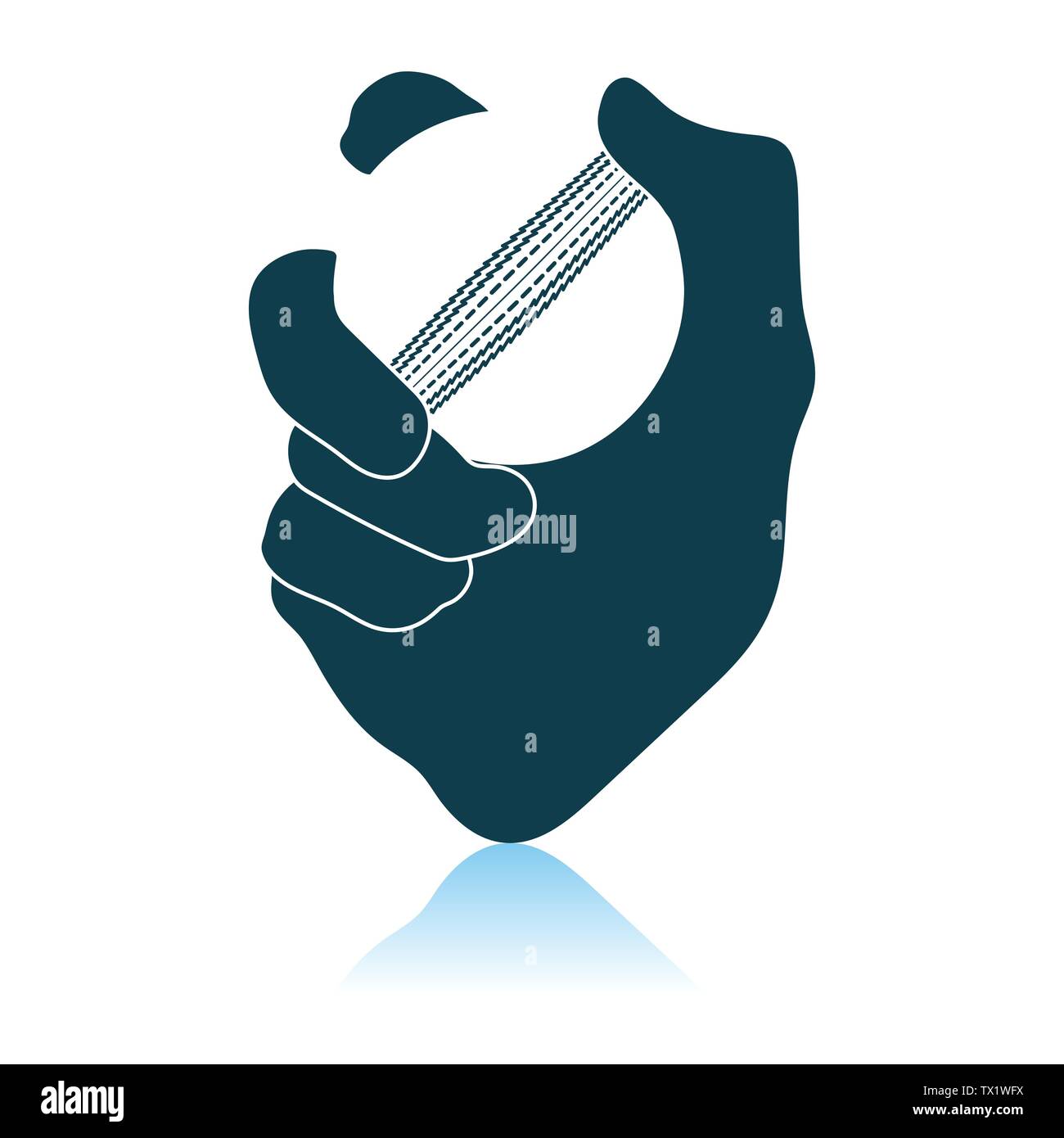 Hand Holding Cricket Ball Icon. Shadow Reflection Design. Vector ...