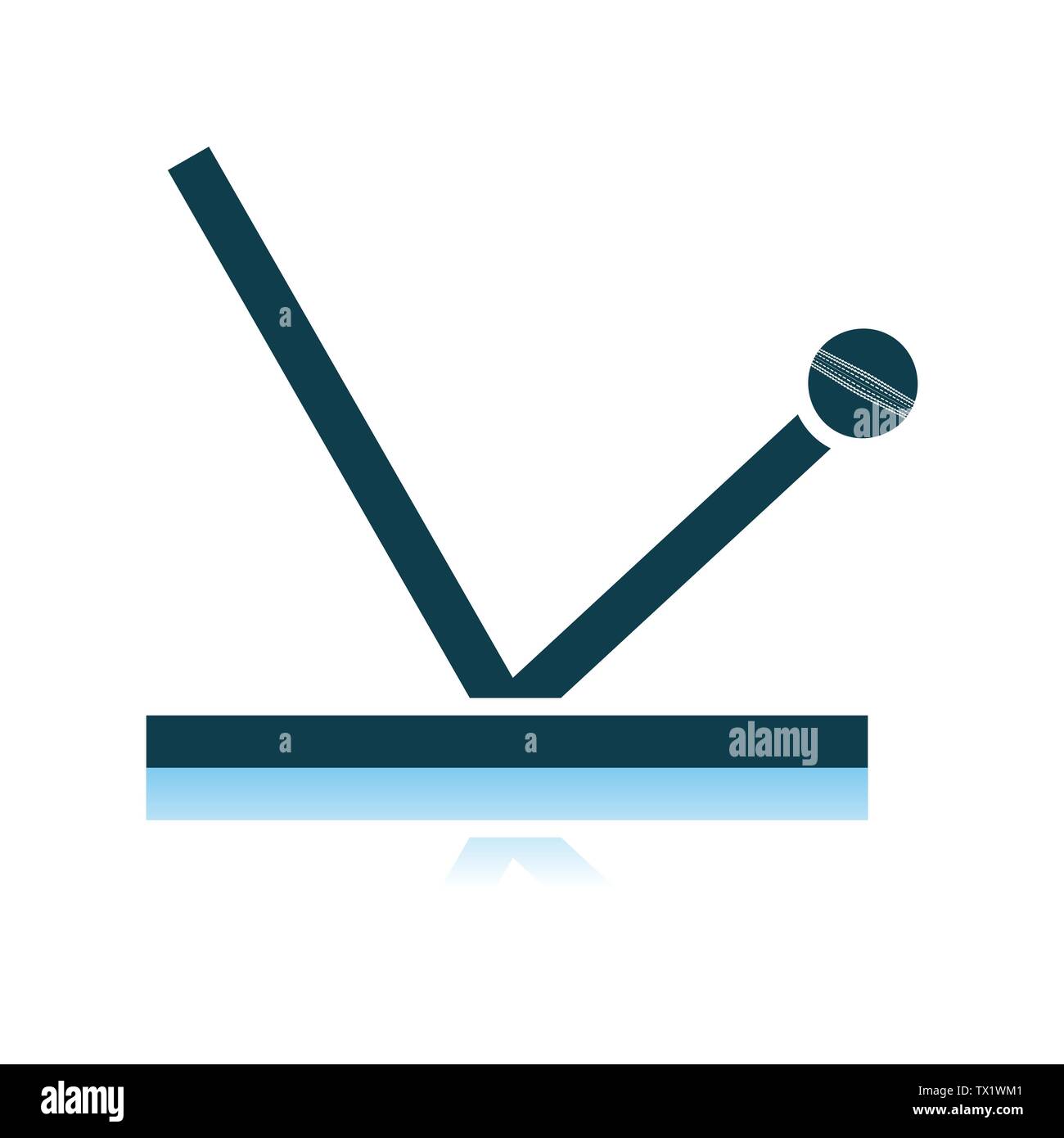 Cricket Ball Trajectory Icon Shadow Reflection Design Vector