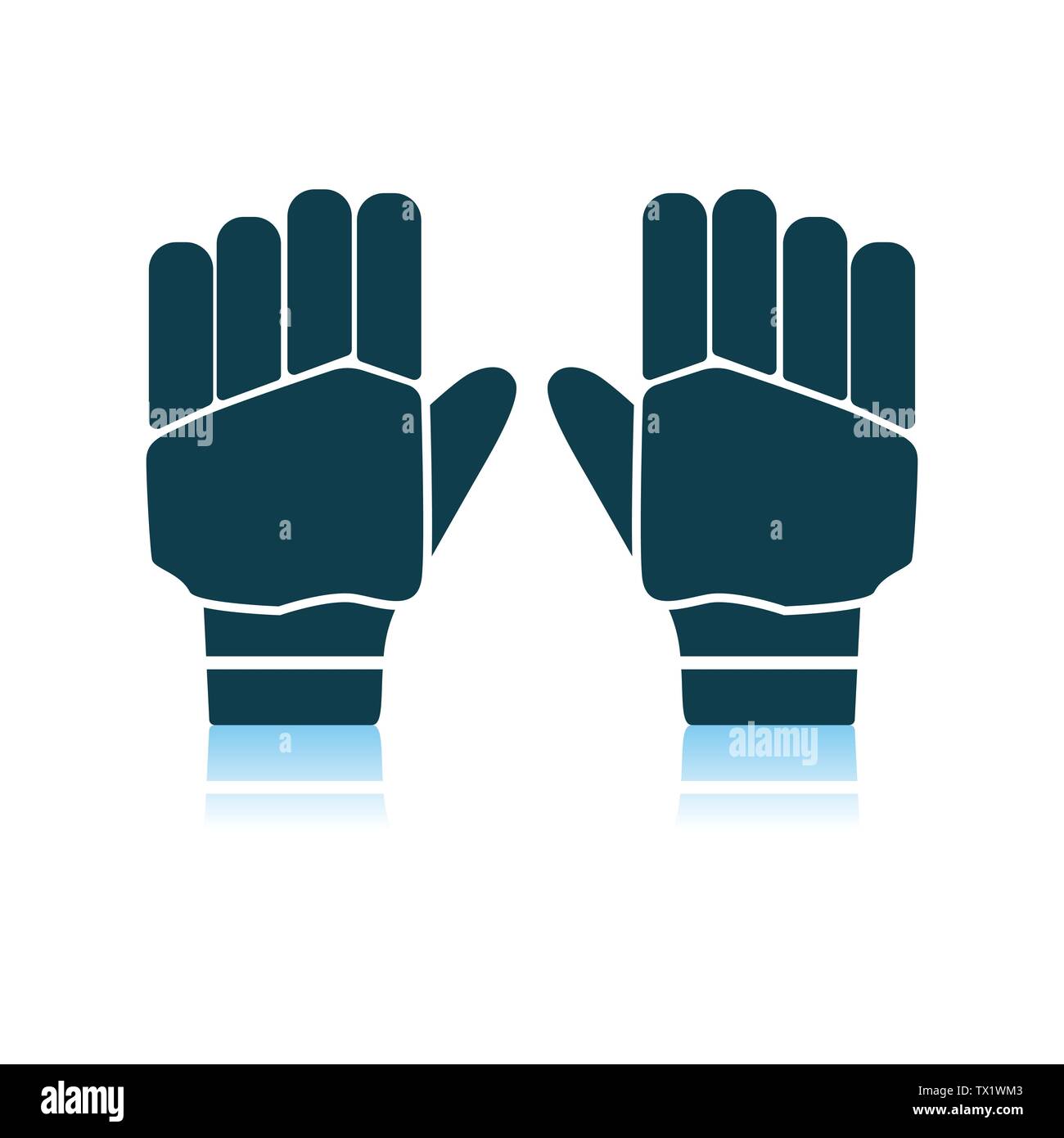 Pair Of Cricket Gloves Icon. Shadow Reflection Design. Vector ...