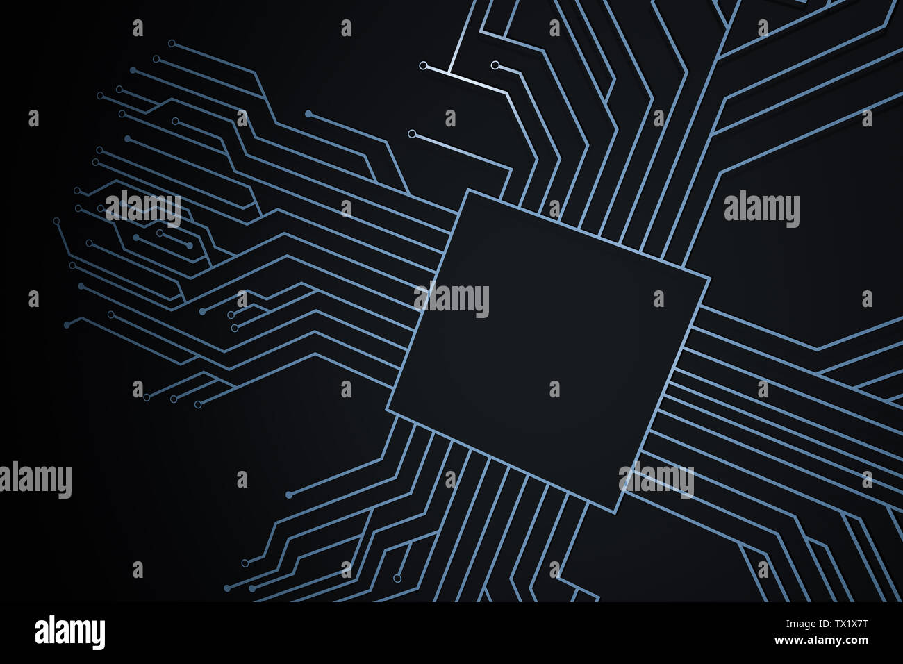 Three-dimensional rendering, circuit board with blue chip Stock Photo ...