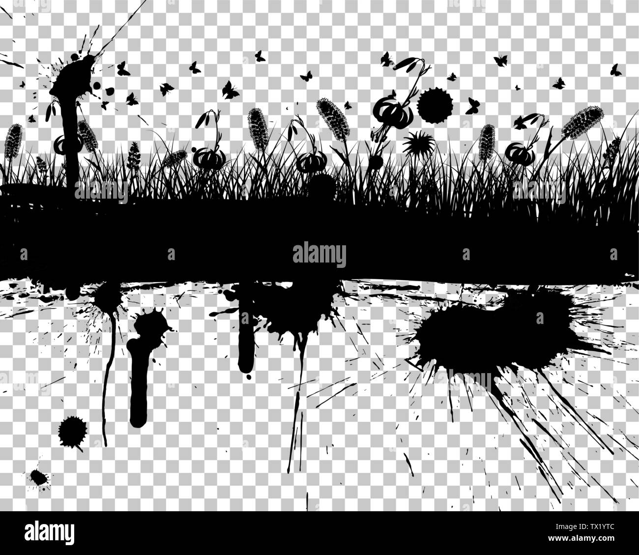 Illustrated flowers vector vectors Black and White Stock Photos ...