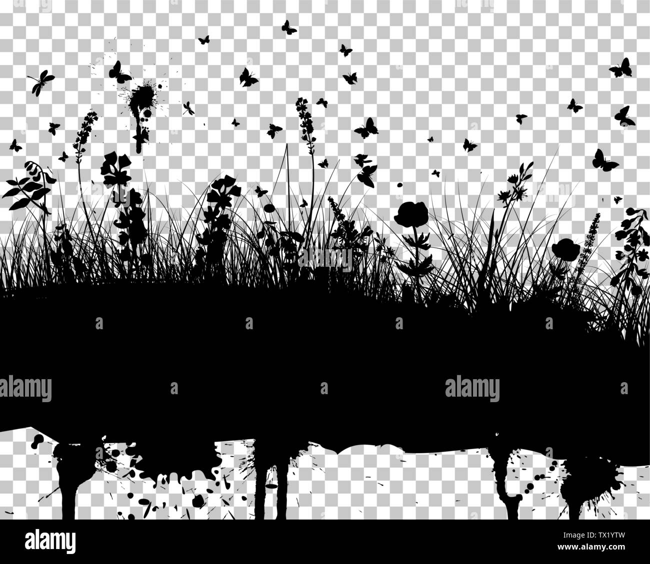 Illustrated flowers vector vectors Black and White Stock Photos ...