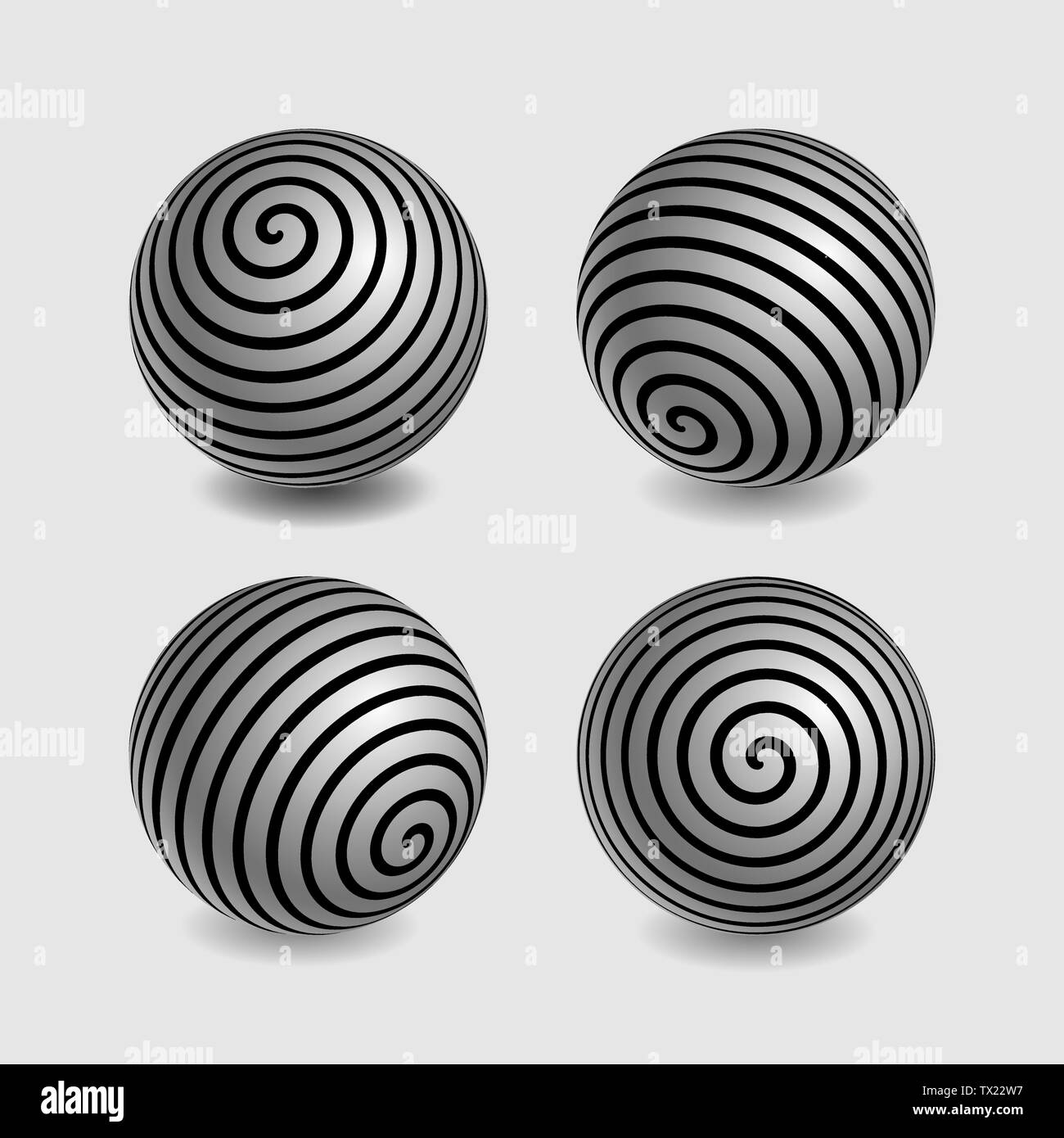 Set of color realistic three-dimensional spheres isolated on white ...