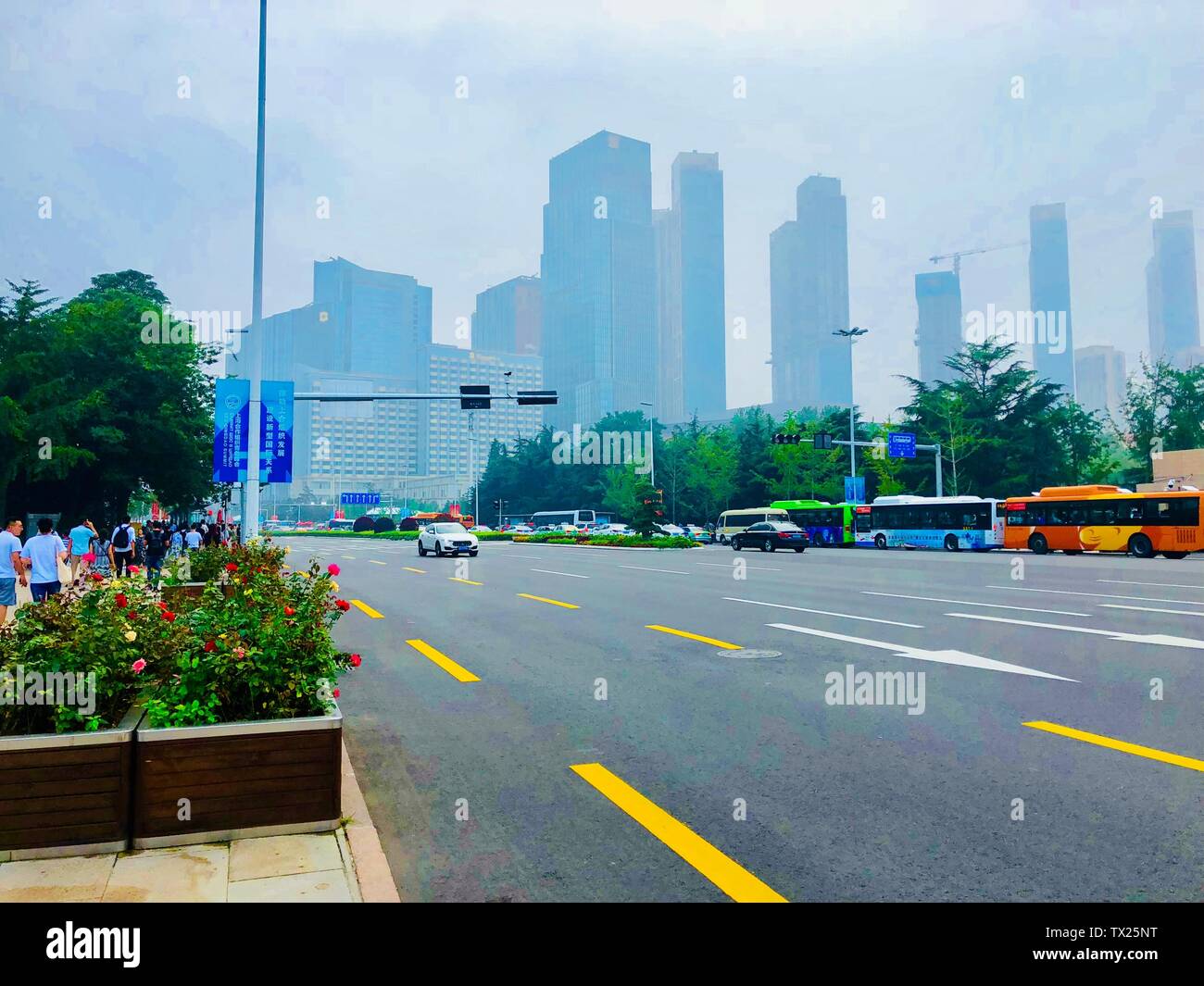 Downtown road transportation system buildings hi-res stock photography ...