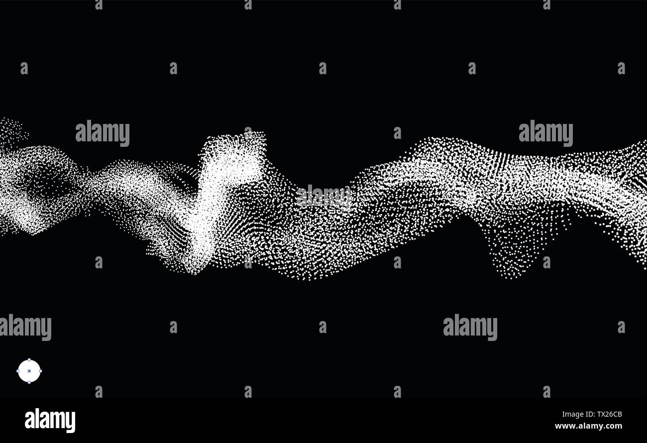 Array with Dynamic Particles. Wavy Background. Composition with Motion Effect. Abstract Vector ...
