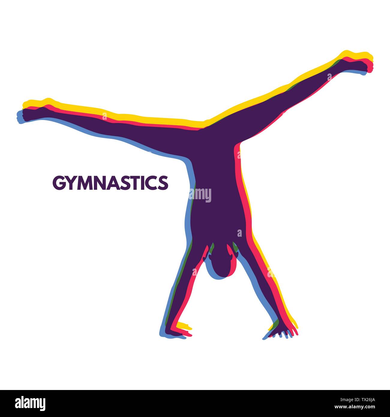 Sporty man doing handstand exercise. Gymnast. Silhouette of a Dancer ...