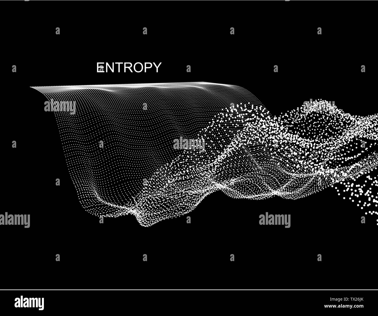 Wave Background. Abstract Vector Illustration. 3D Technology Style. Network Design with Particle ...