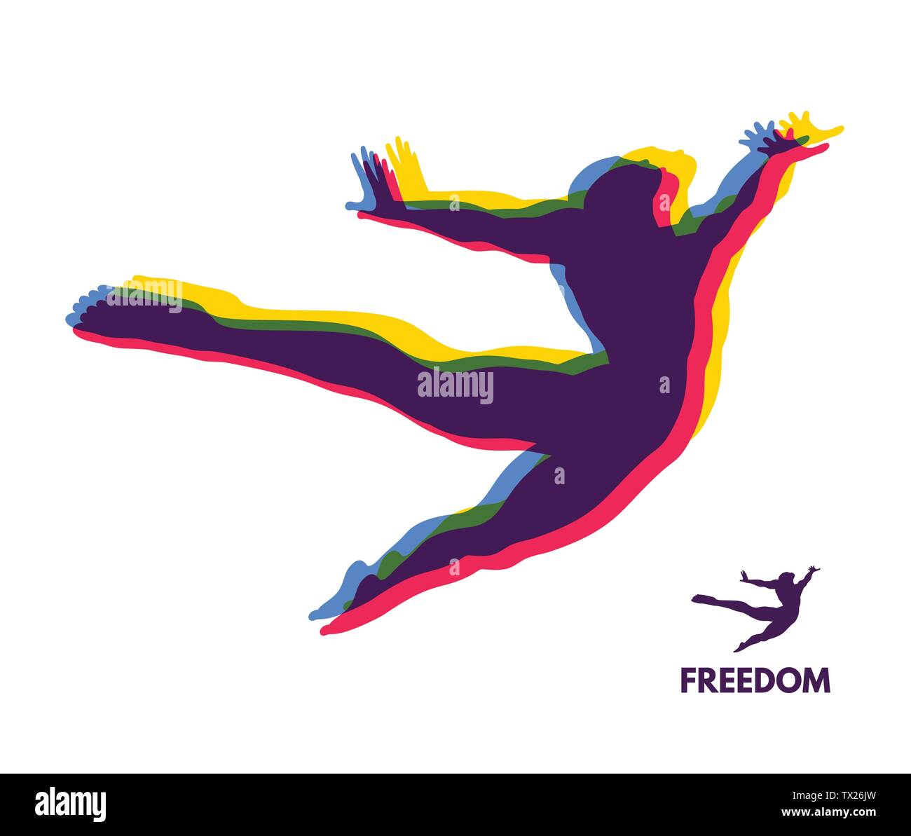 Silhouette of a jumping man. Freedom concept. Vector Illustration Stock ...