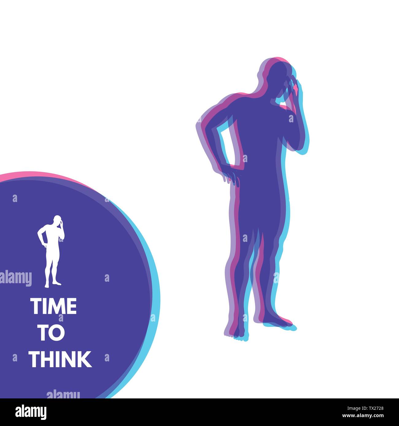 Thinking man. Silhouette of a standing man. Idea concept vector ...
