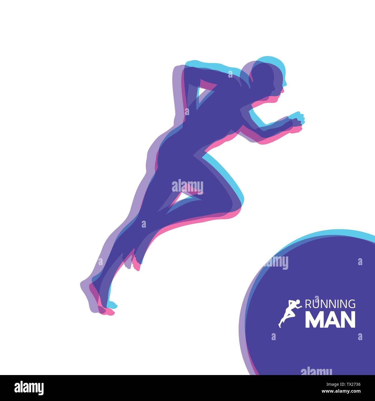 Silhouette of a running man. Design for Sport. Emblem for marathon and ...