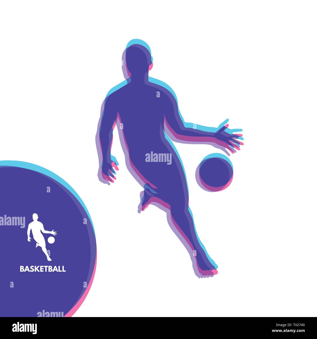 Basketball player standing and dribbling the ball. Sport Symbol. Design ...