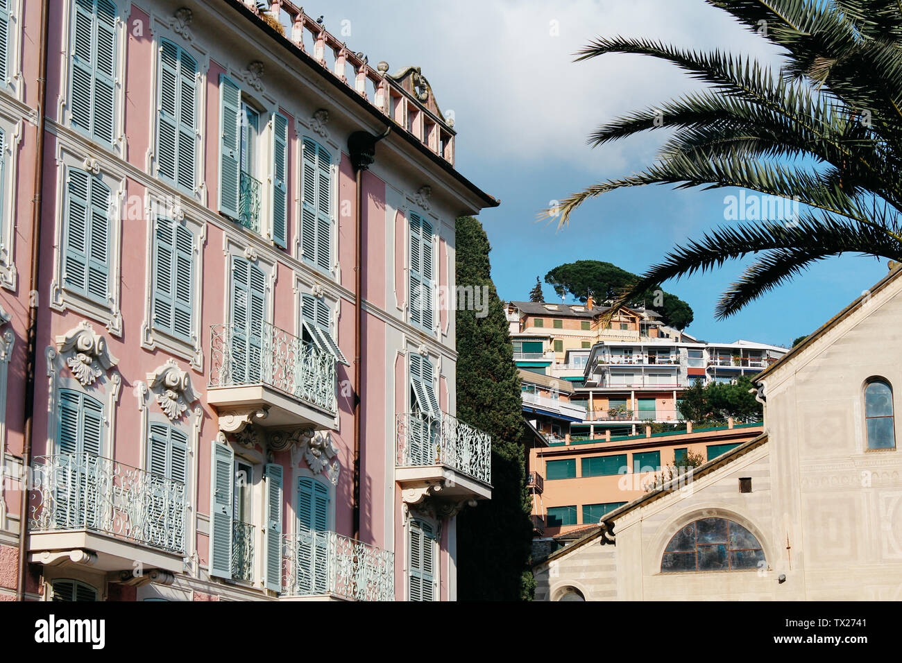 Rapallo, Italy - 03 27 2013: Houses, architecture View of the streets ...