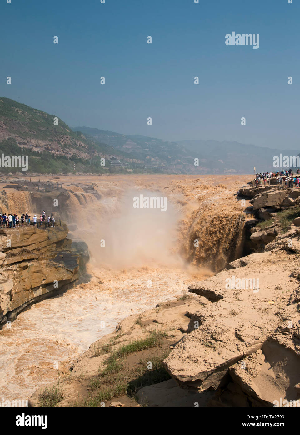 Hukou waterfall landscape, famous waterfall on the Yellow River in ...