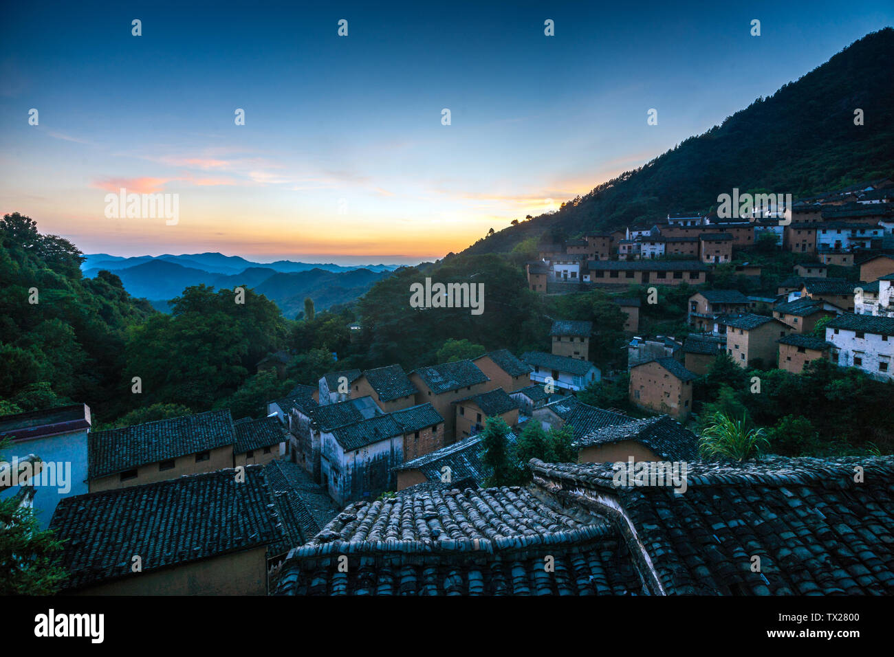 An ancient village in Yang-produced earth towers, Anhui Province Stock ...