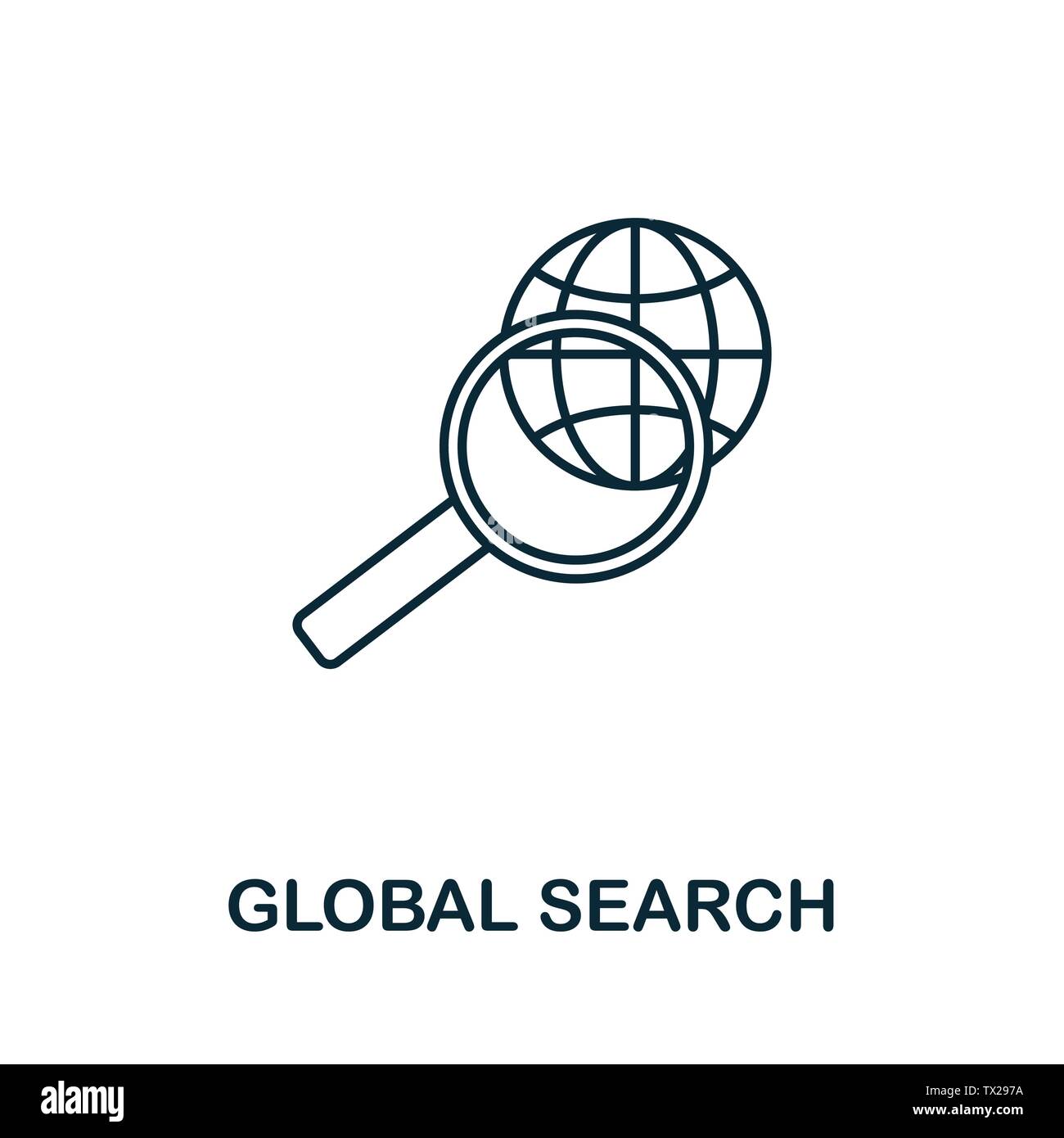Global Search vector icon symbol in outline style. Creative sign from ...