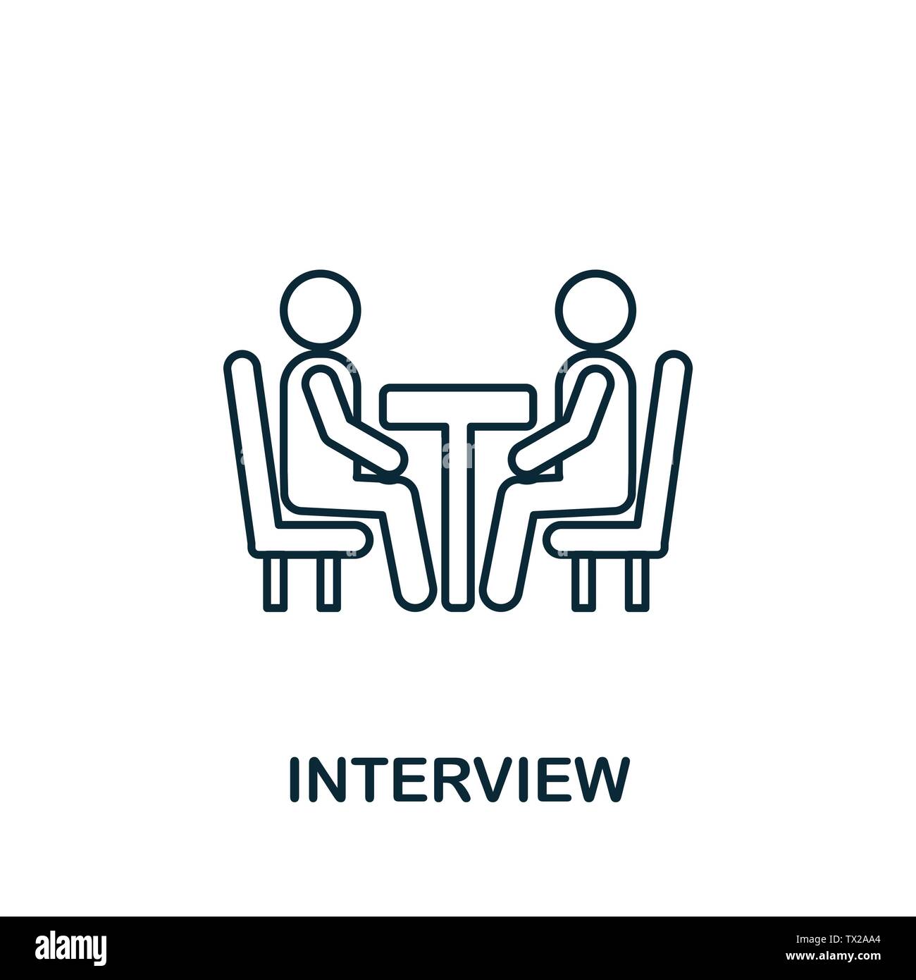 Interview vector icon symbol in outline style. Creative sign from human ... Interview vector icon symbol in outline style. Creative sign from human ...
