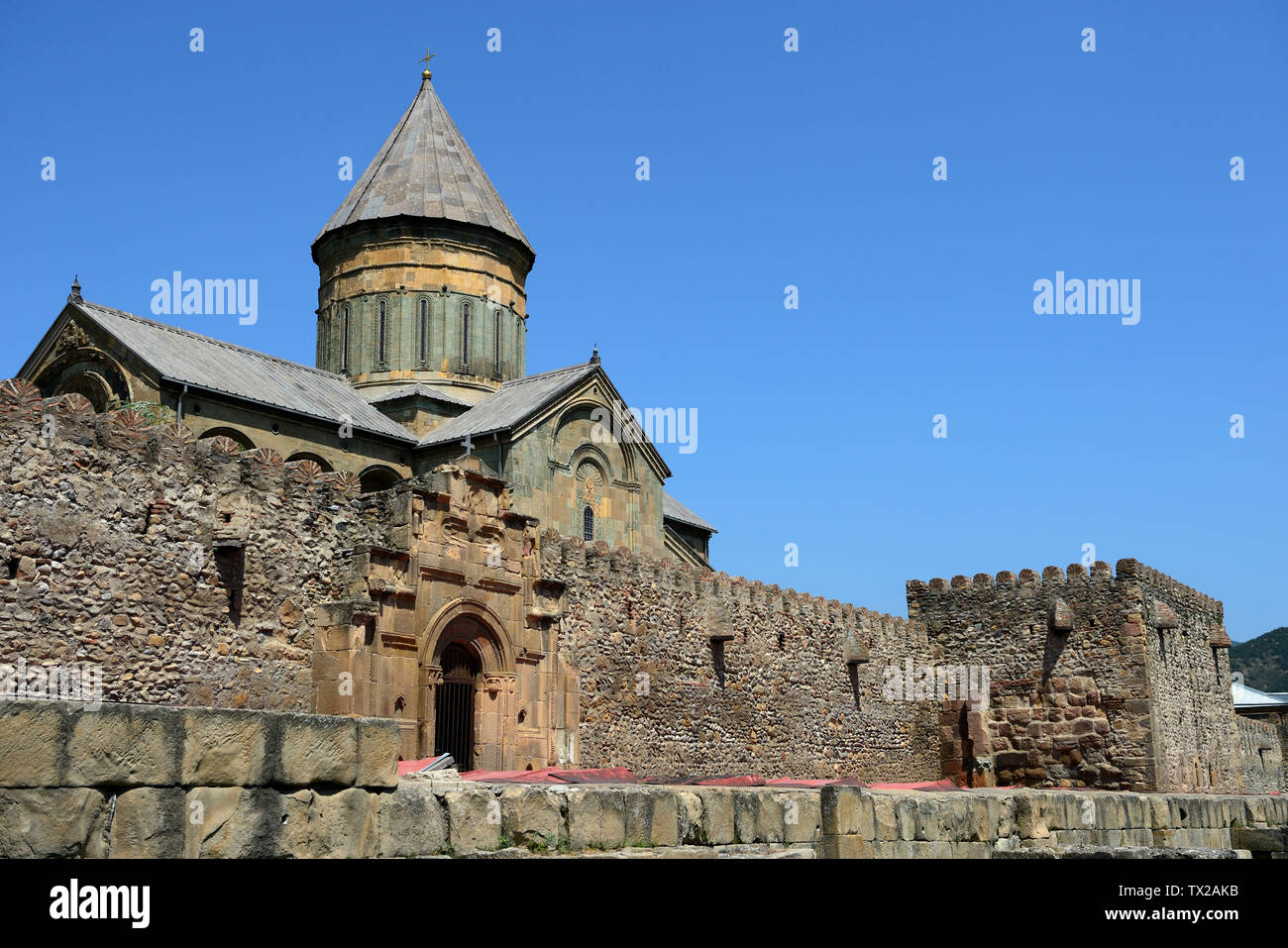 Ancient Svetitskhoveli Orthodox Cathedral in Mtskheta, Georgia Stock ...