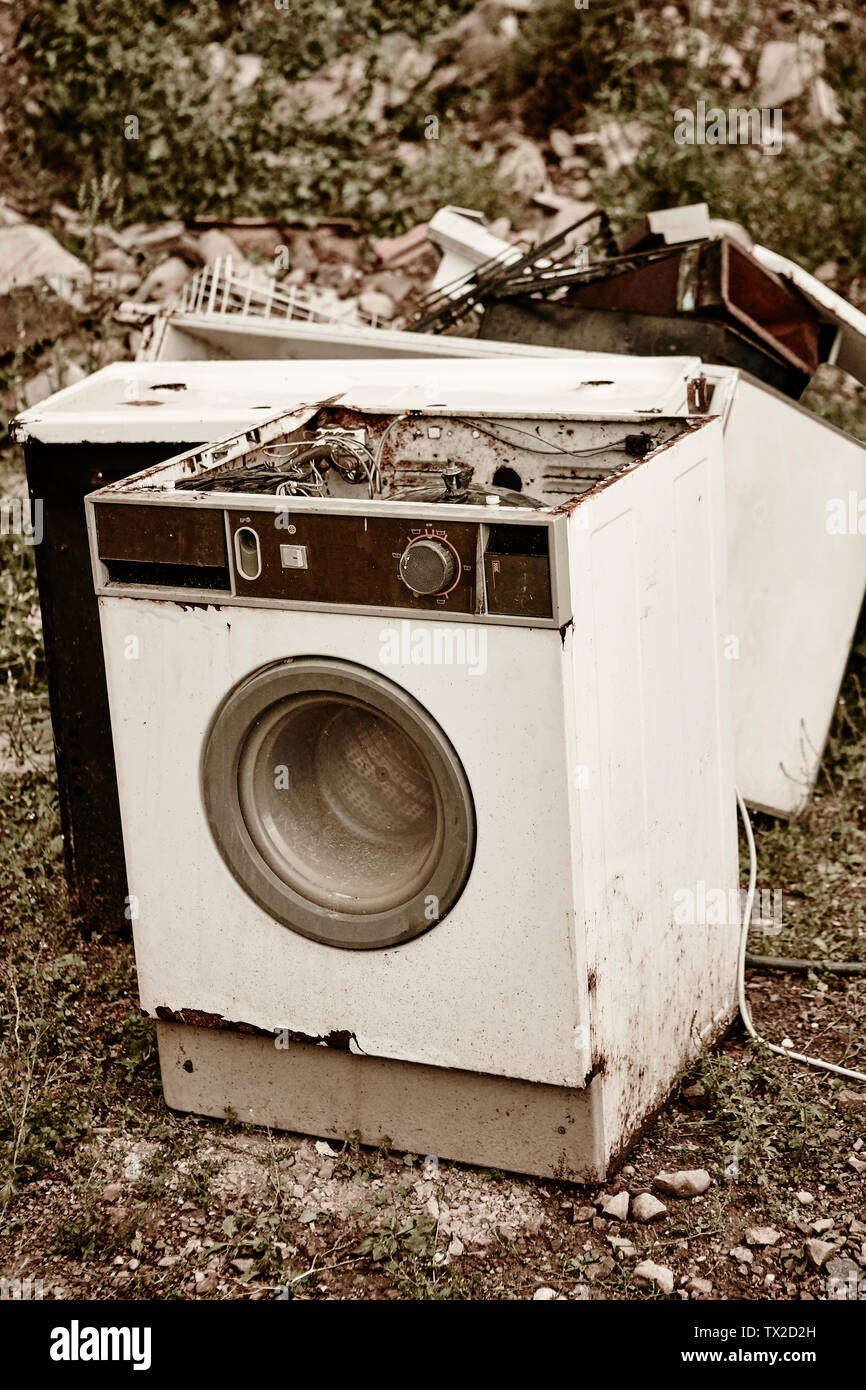 House appliance garbage. Waste management. Environment pollution ...