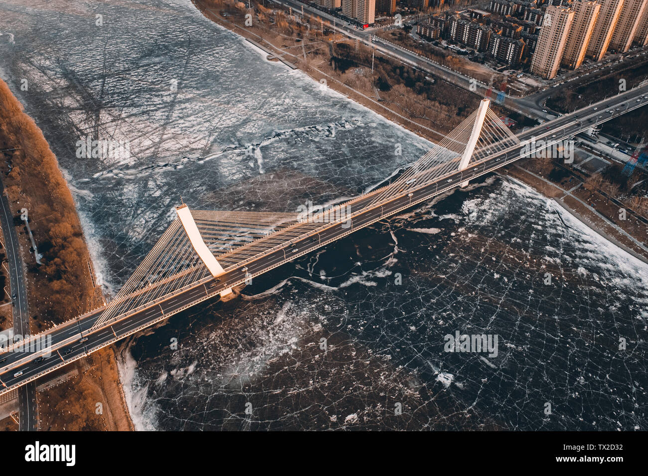 Aerial shot of Hunhe Changqing Bridge in Shenyang Stock Photo - Alamy