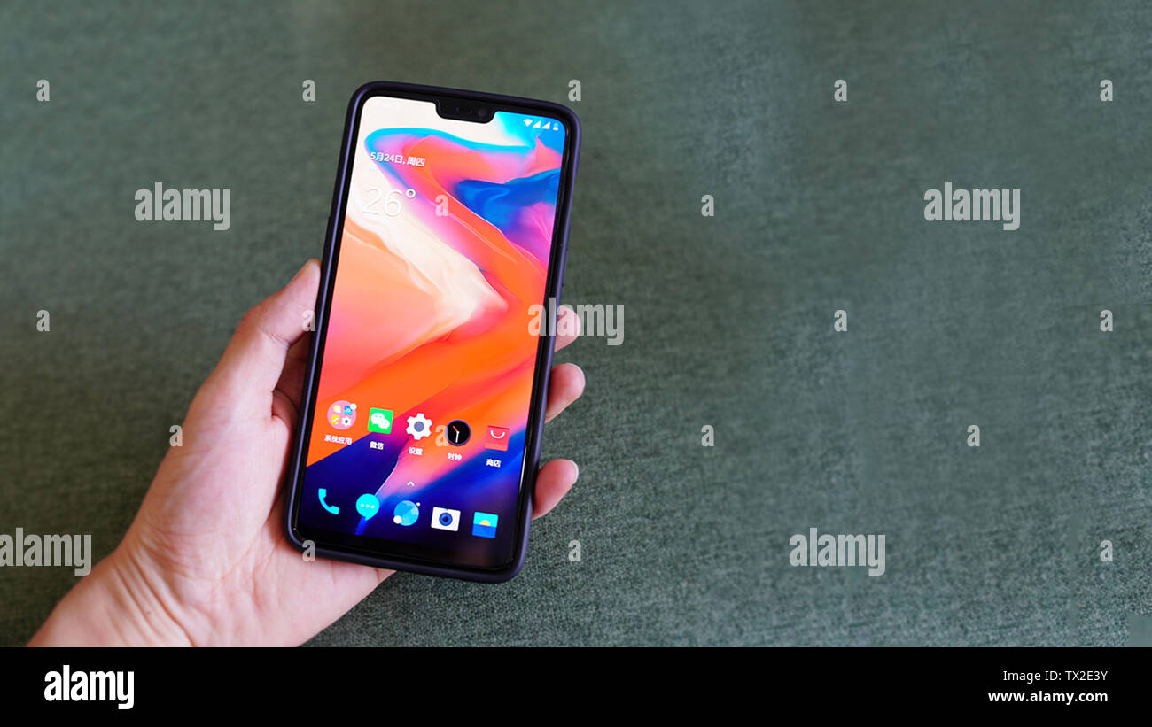 One plus cell phone six Stock Photo - Alamy