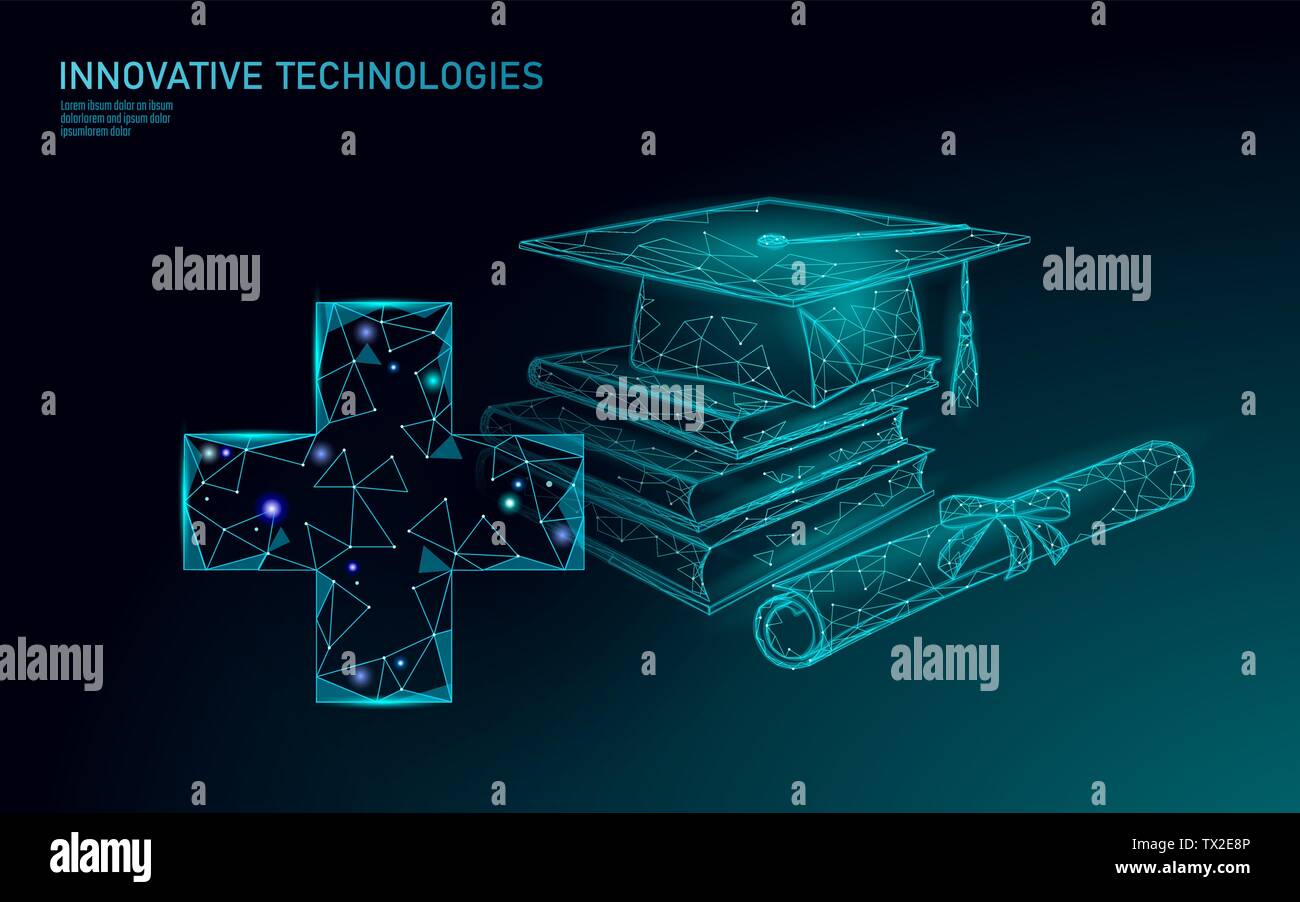 E-learning distance medicine graduate certificate program concept. Low ...