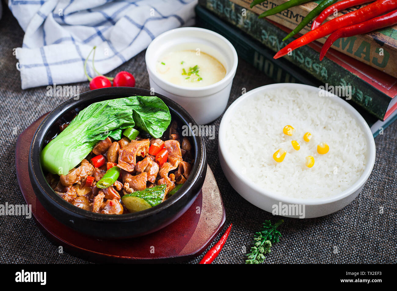 Stone pot braised large intestine Stock Photo - Alamy