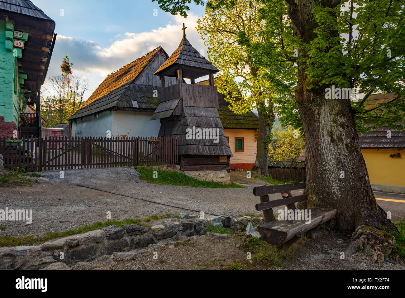 Traditional wooden architecture in Vlkolinec village in Slovakia Stock ...