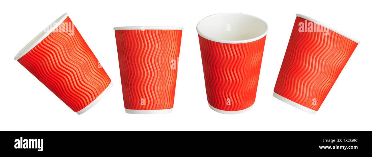Set of coffee paper drinking cups on white background Stock Photo - Alamy