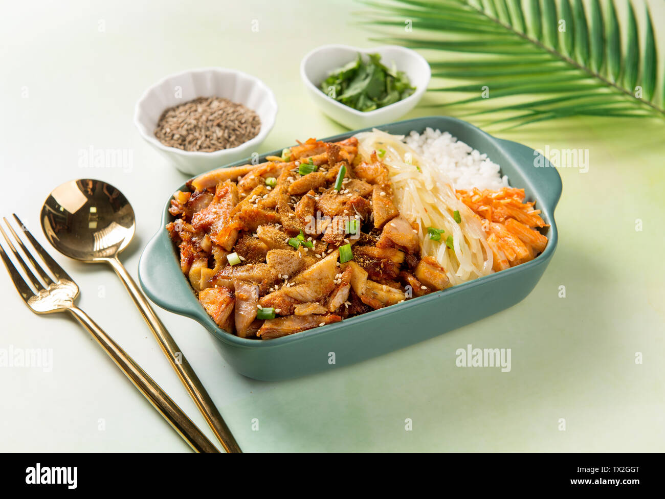 Barbecue chicken chop rice Stock Photo - Alamy